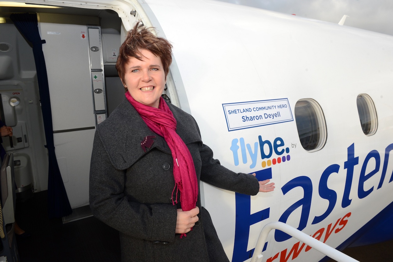 Fundraiser Sharon ‘thrilled’ to see plane named after her | Shetland News