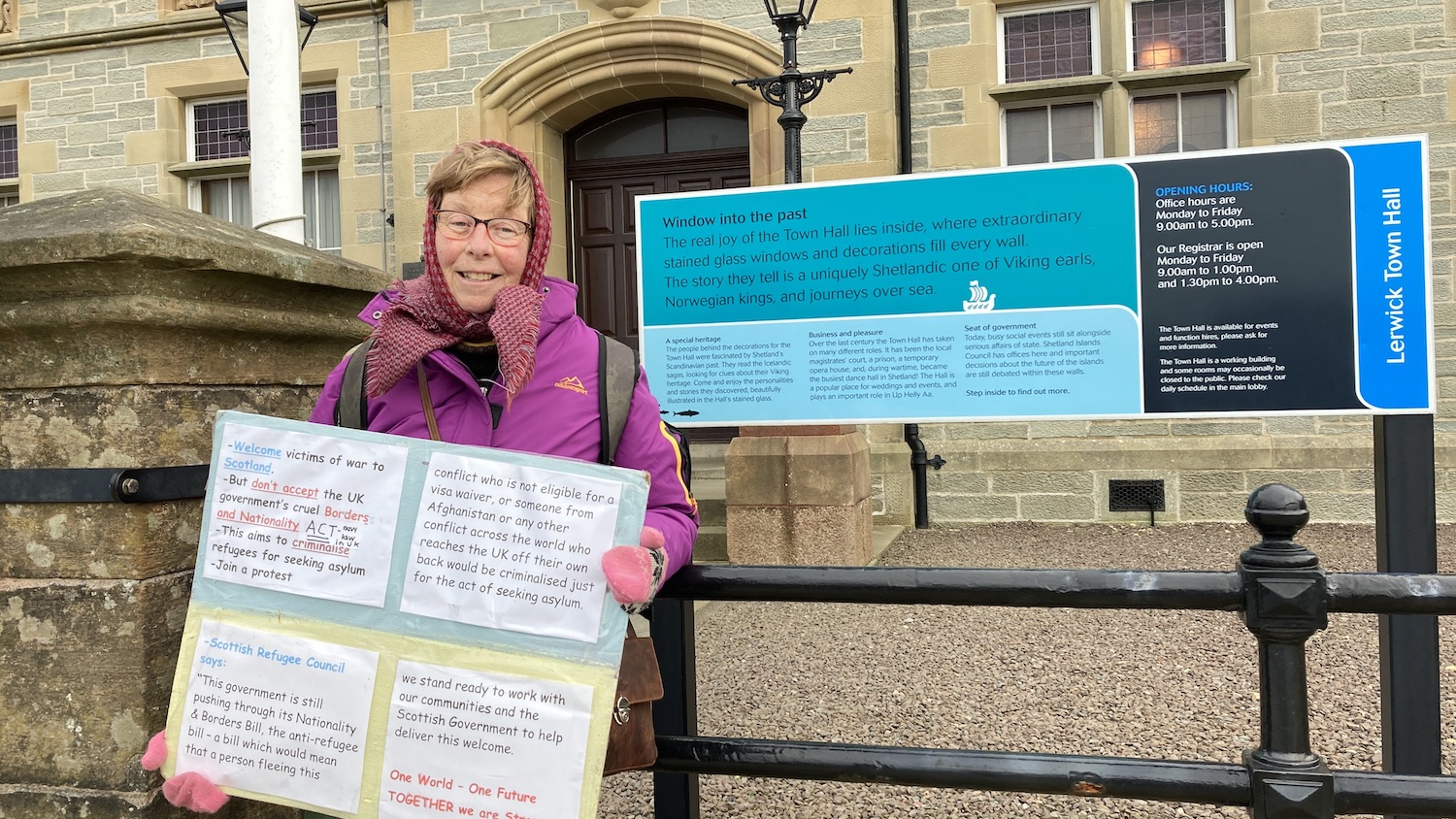 Lone protester holds her final vigil | Shetland News