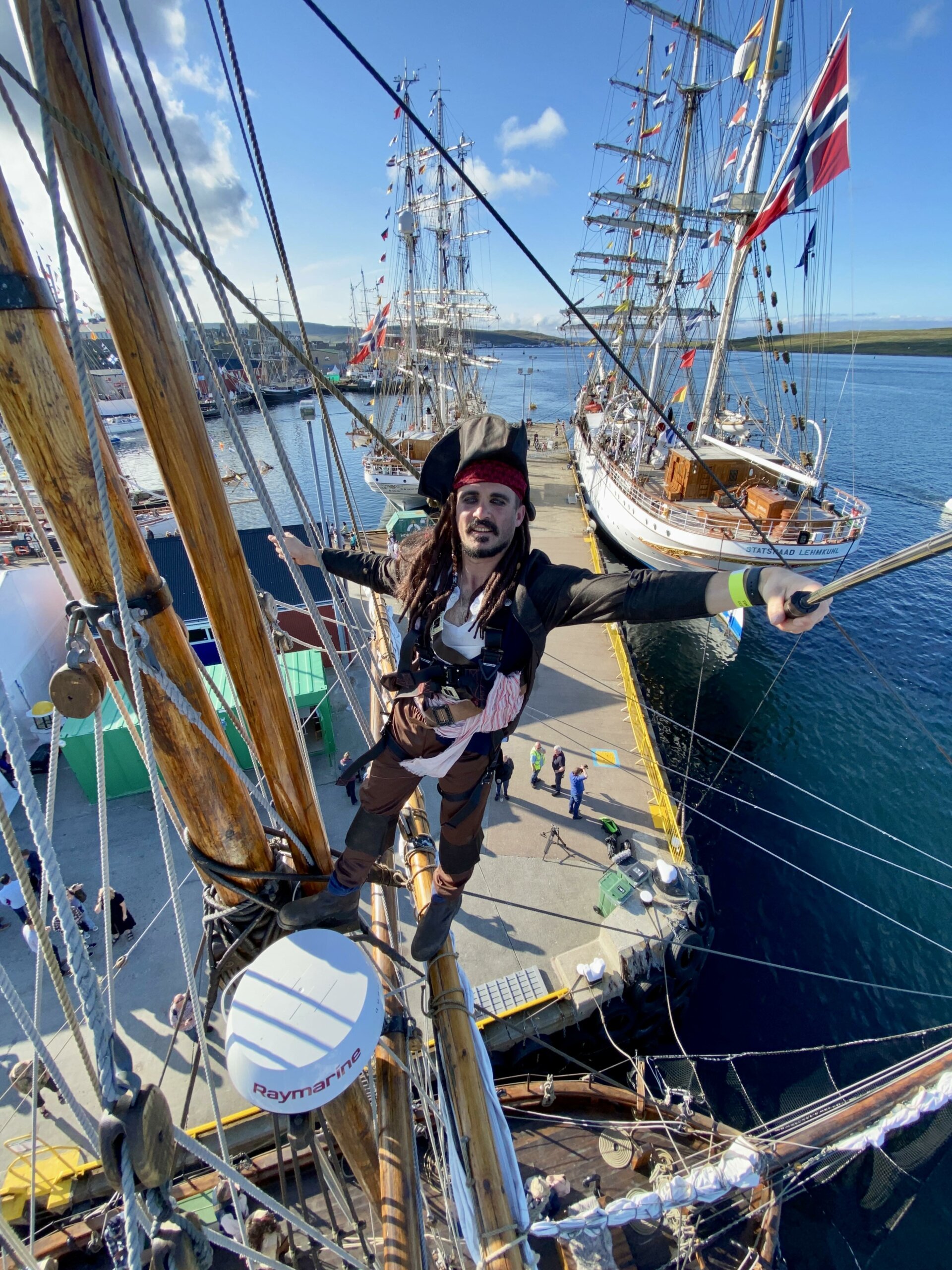 Video shows ‘Jack Sparrow’ climbing to top of tall ship sails | Shetland News